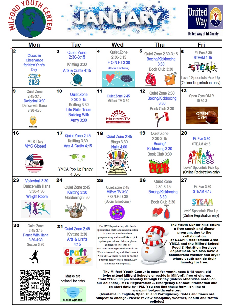 After School Program: January 2023 – Milford Youth Center
